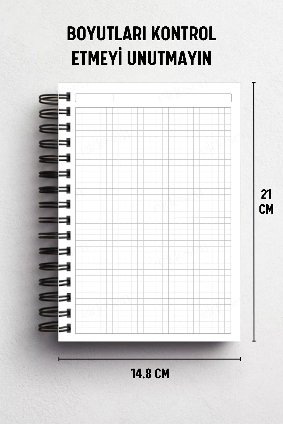 Eldesen Tasarım Spiralli Kalın Kapaklı Kareli Defter, A5 Boyutunda 80 ...