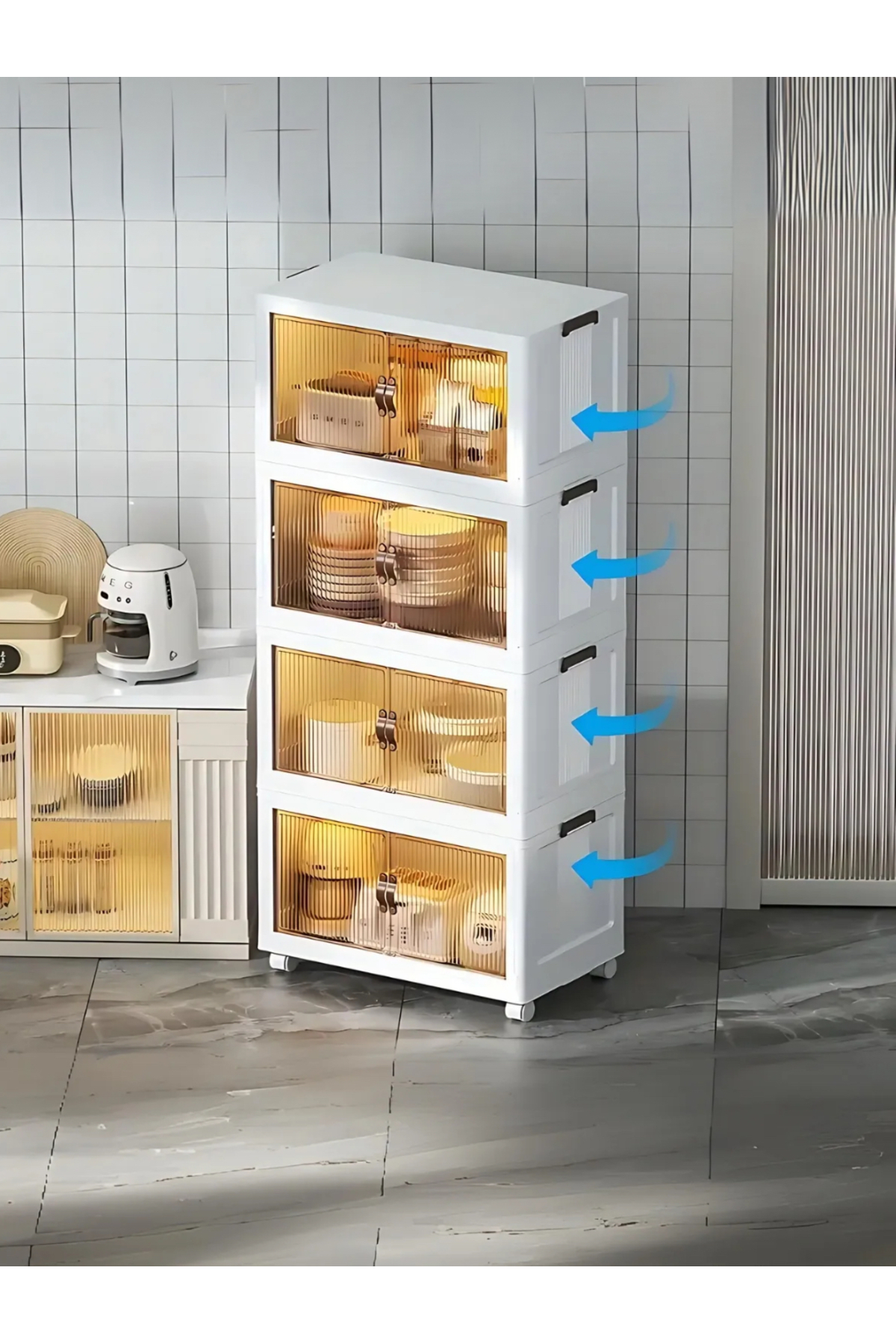 MCK Plus 4 Katlı Portatif Katlanır Dolap , Depolama,saklama Dolabı, Çok ...