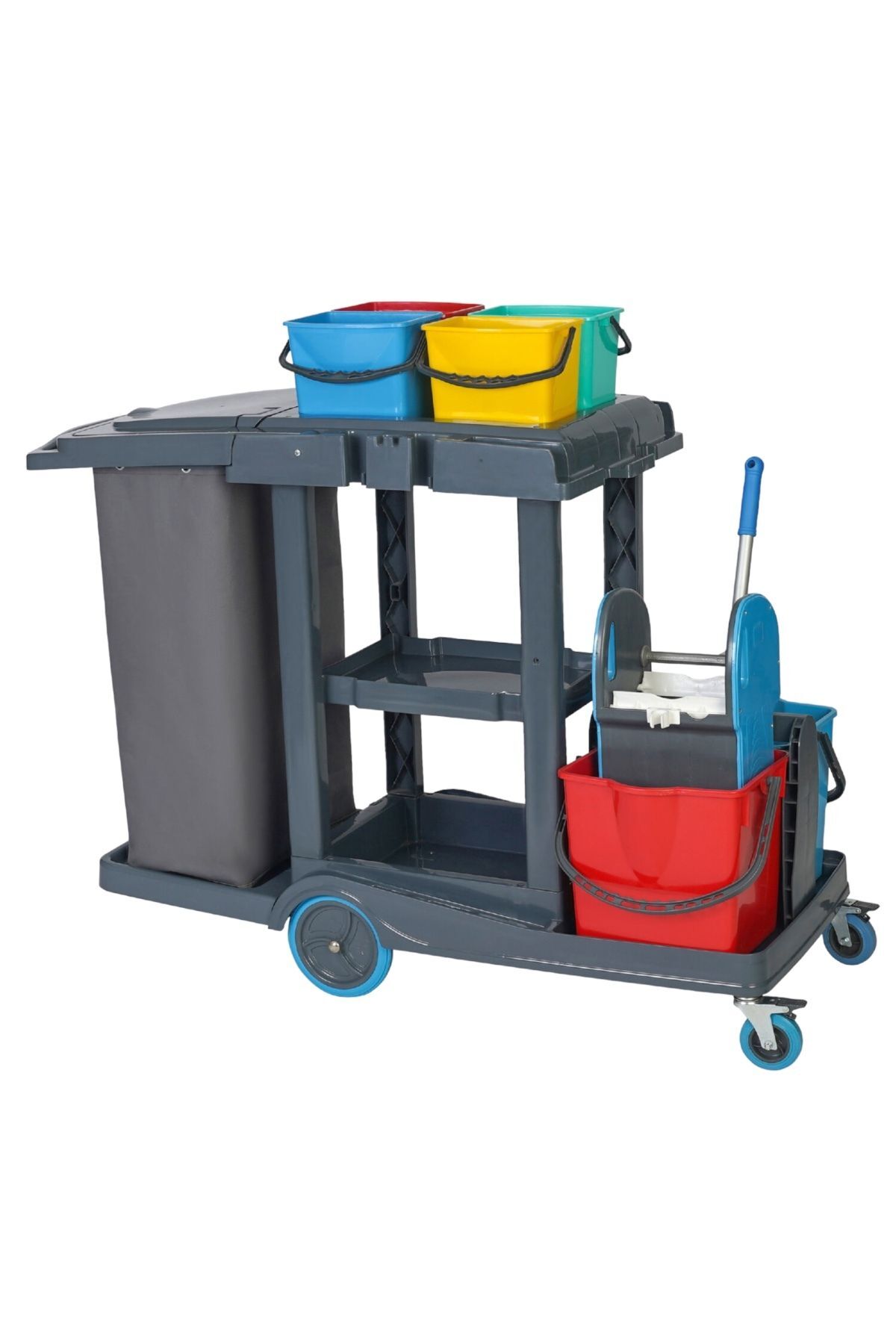 MCK Plus Temizlik Kat Arabası Çift Kovalı ÖZEL Çöp Torbalı Dört Kovalı ...