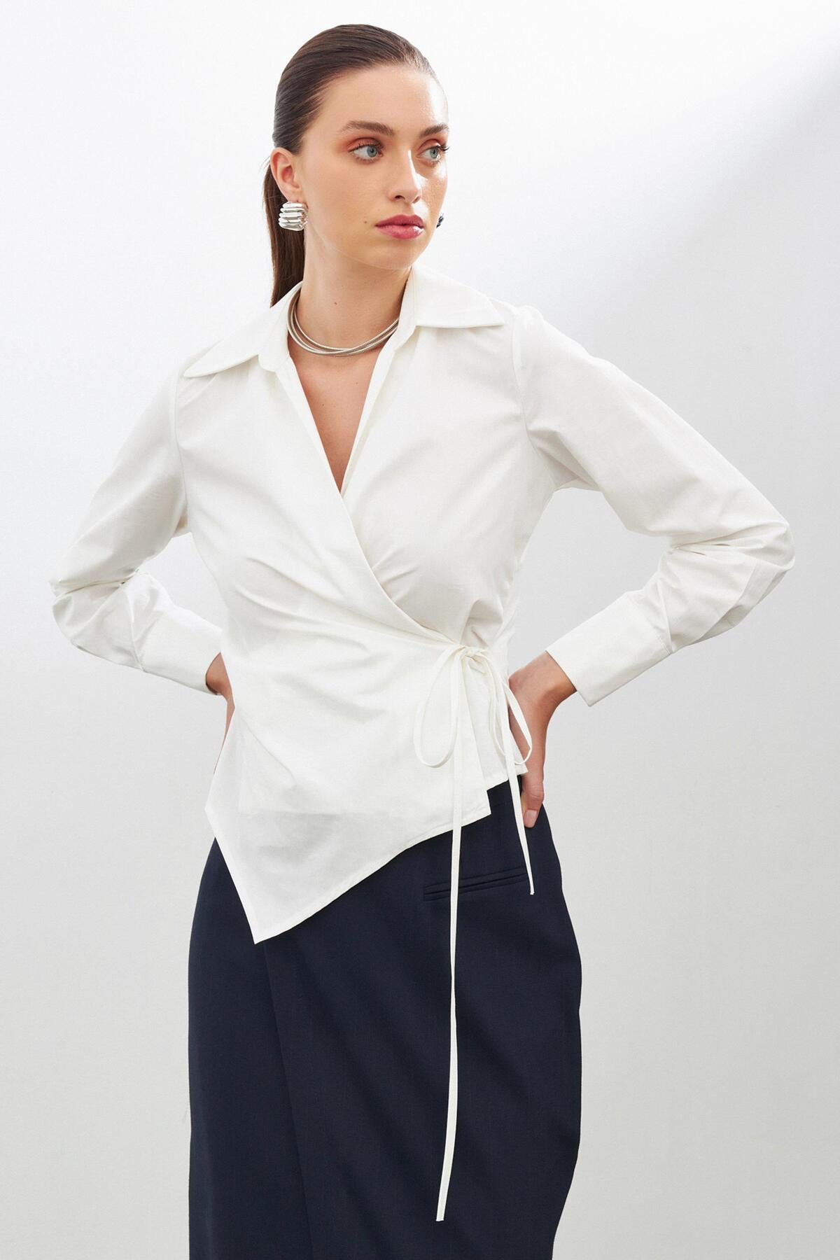 Setre Ekru Çapraz Bağlamalı Gömlek Fiyatı, Yorumları - Trendyol