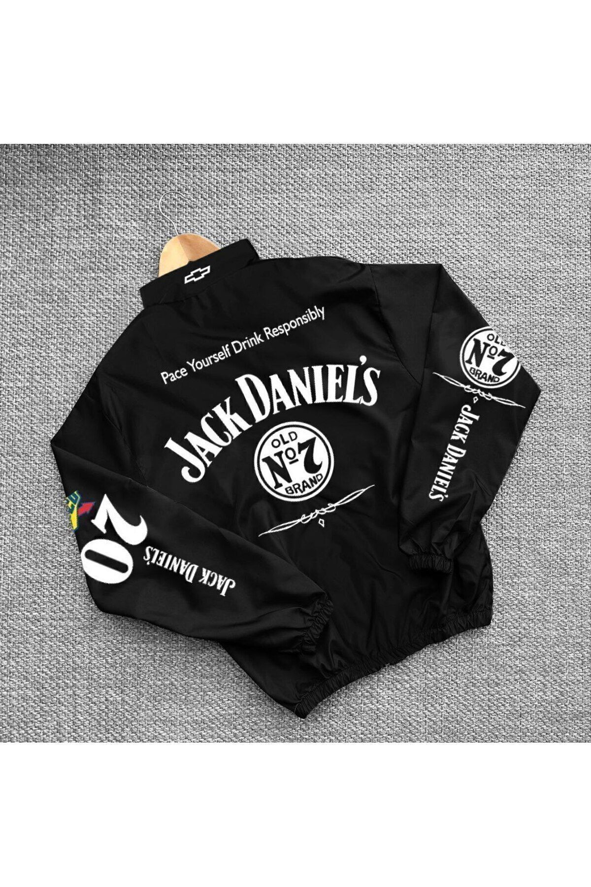 Lushen Y2k Unisex Paraşüt Kumaş Oversize Baskılı Siyah Rüzgarlık ...