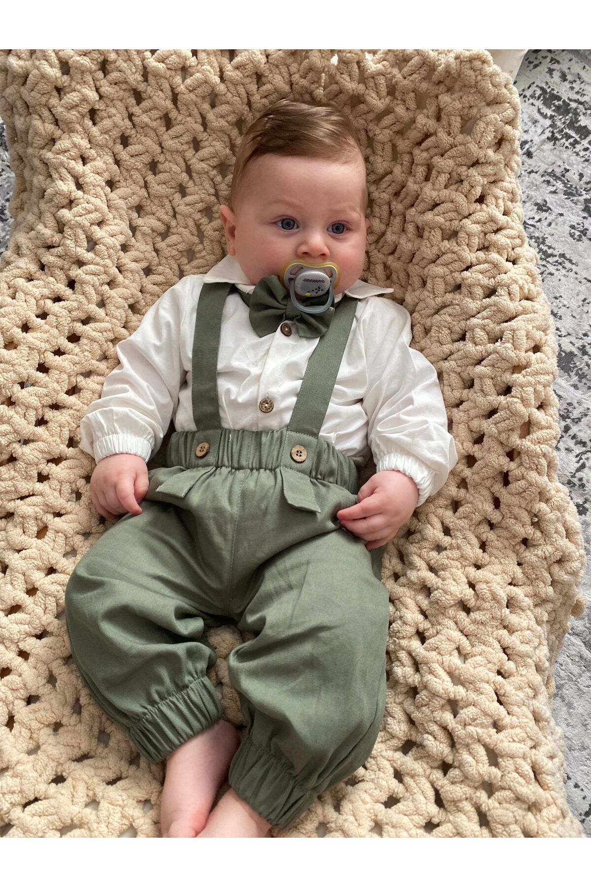 ykr design Yeşil Salopet Gömlek Papyon Takım - Fiyatı, Yorumları