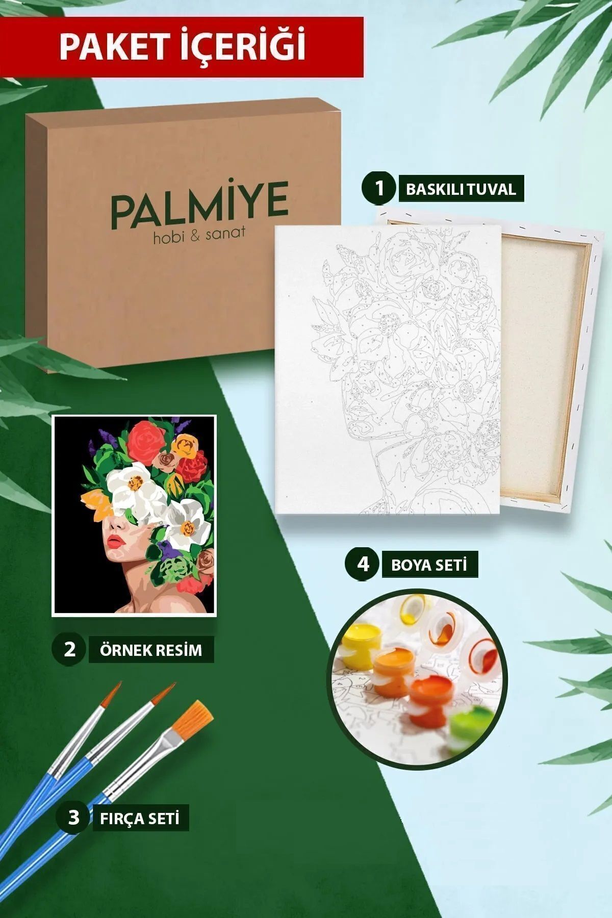 Palmiye Hobi Sanat Kırtasiye Sayılarla Boyama Tuval Seti Fırça Boya ...