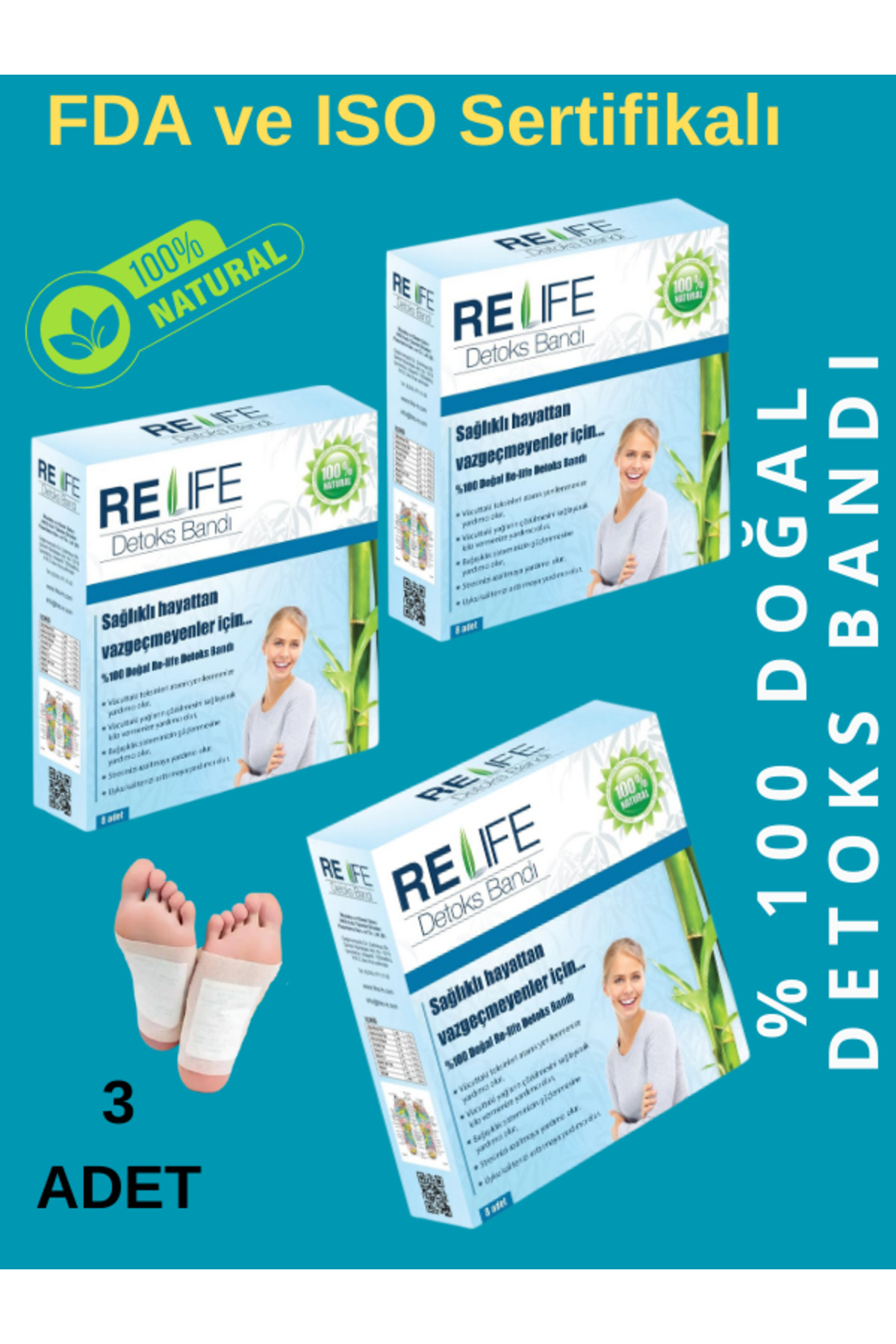 Relife 3 Adet X Detoks Ayak Bandı Detoks Bant Re-life %100 Doğal Ürün Fiyatı, Yorumları - Trendyol