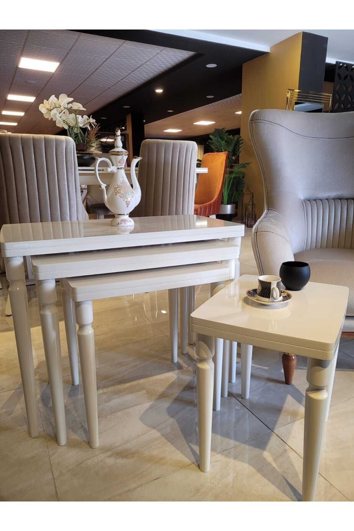 AKSET 4lü Lüx Zigon Sehpa Full Krem Fiyatı, Yorumları - Trendyol