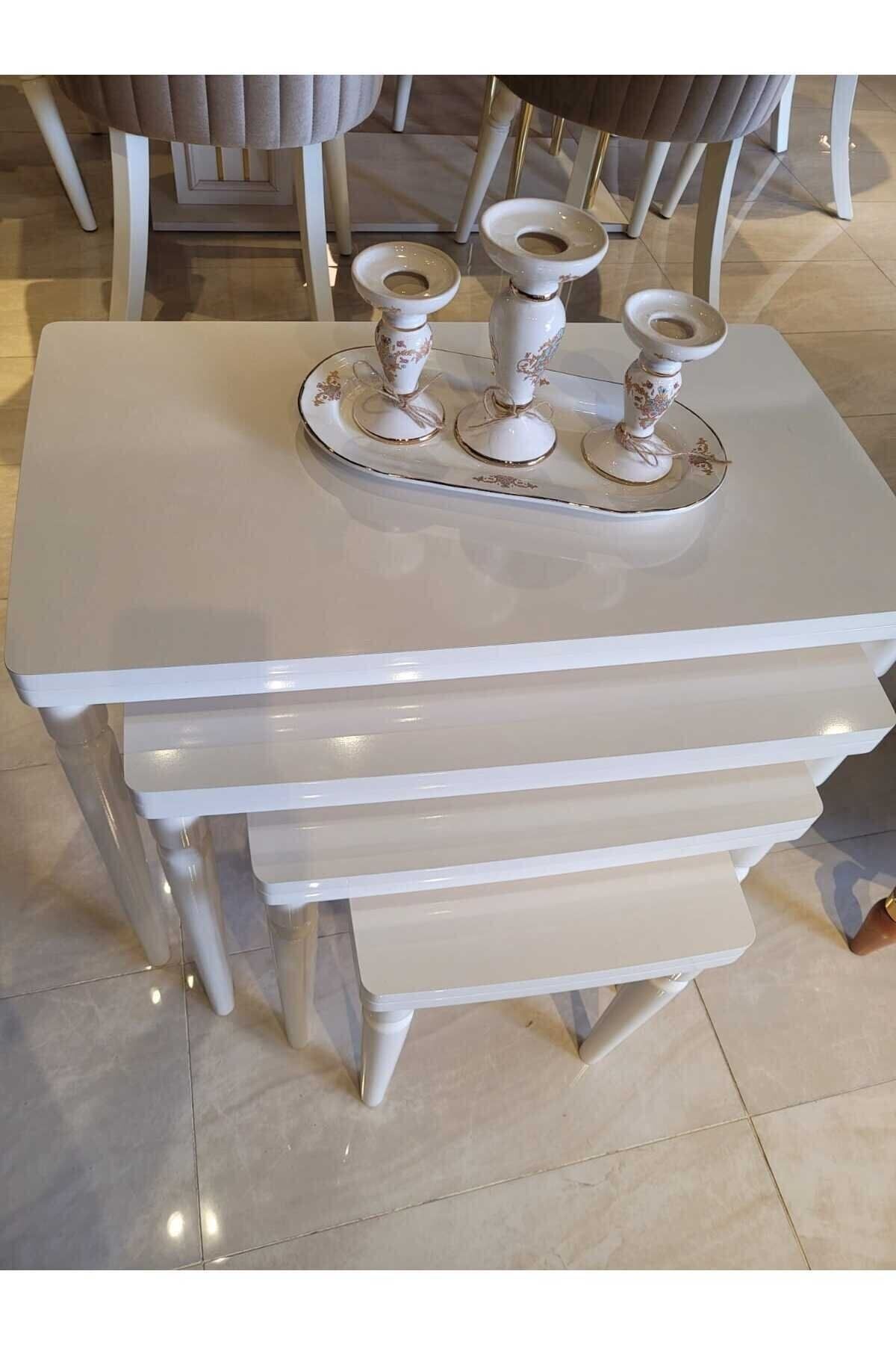 AKSET 4lü Lüx Zigon Sehpa Full Krem Fiyatı, Yorumları - Trendyol