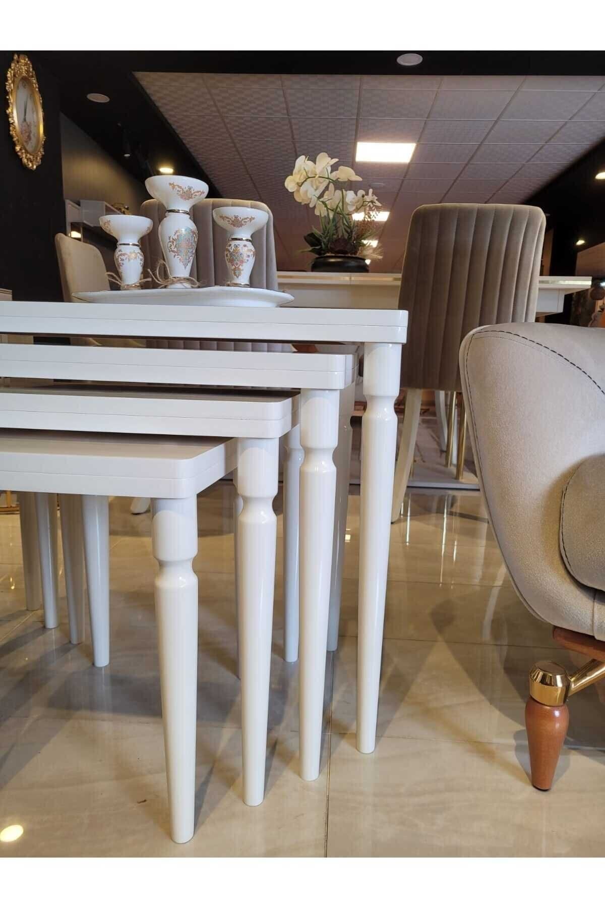 AKSET 4lü Lüx Zigon Sehpa Full Krem Fiyatı, Yorumları - Trendyol