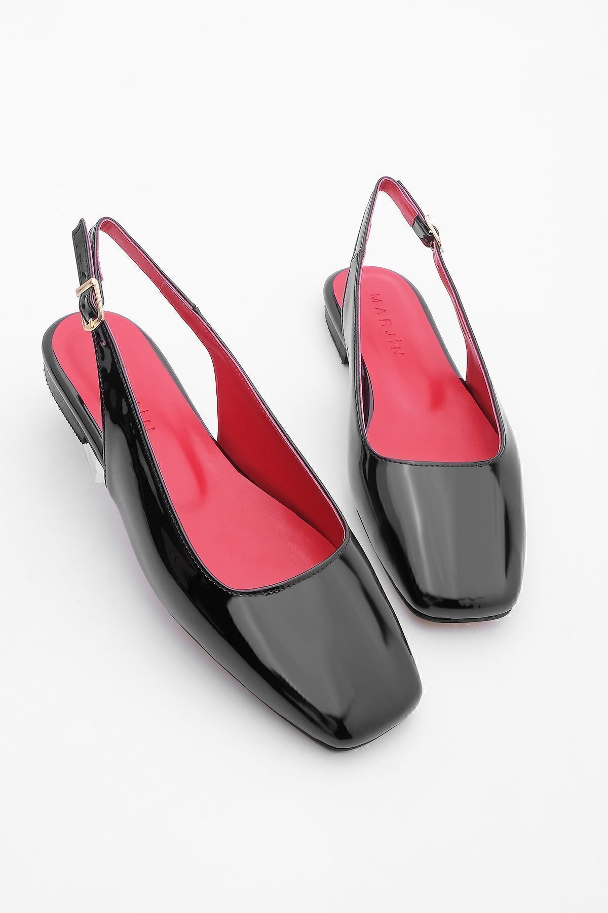 Marjin Kadın Küt Burun Arkası Açık Babet Roysa Siyah Rugan Fiyatı ...