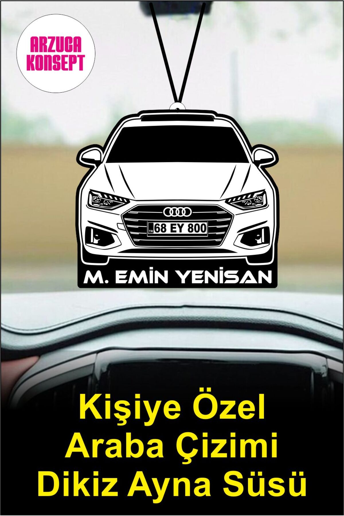 Arzuca Konsept Araba Dikiz Ayna Süsü | Kişiye Özel Pleksi Dikiz Ayna ...