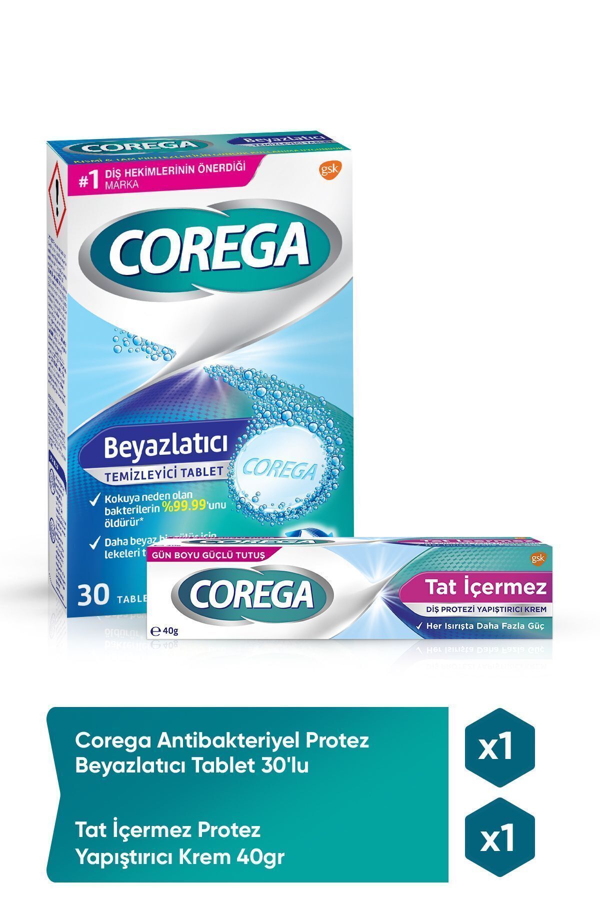 Corega Antibakteriyel Protez Beyazlatıcı Tablet 30'lu + Tat İçermez ...