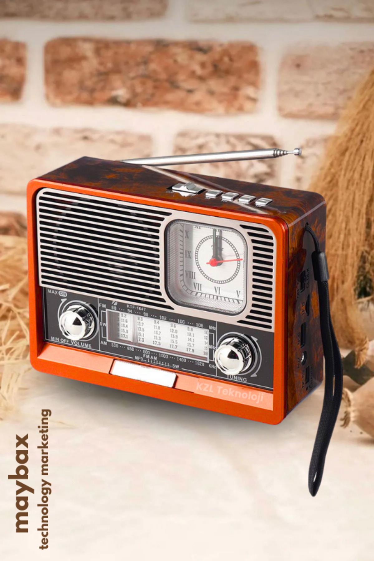 Maybax Nostaljik Radyo Bluetooth Hoparlör Led Işıklı Saatli Sd Kart Usb ...