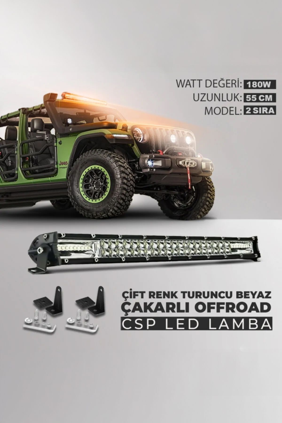 Carlifestyle 180w 50 cm Çift Sıra 5 Modlu Turuncu Beyaz Off Road Led ...