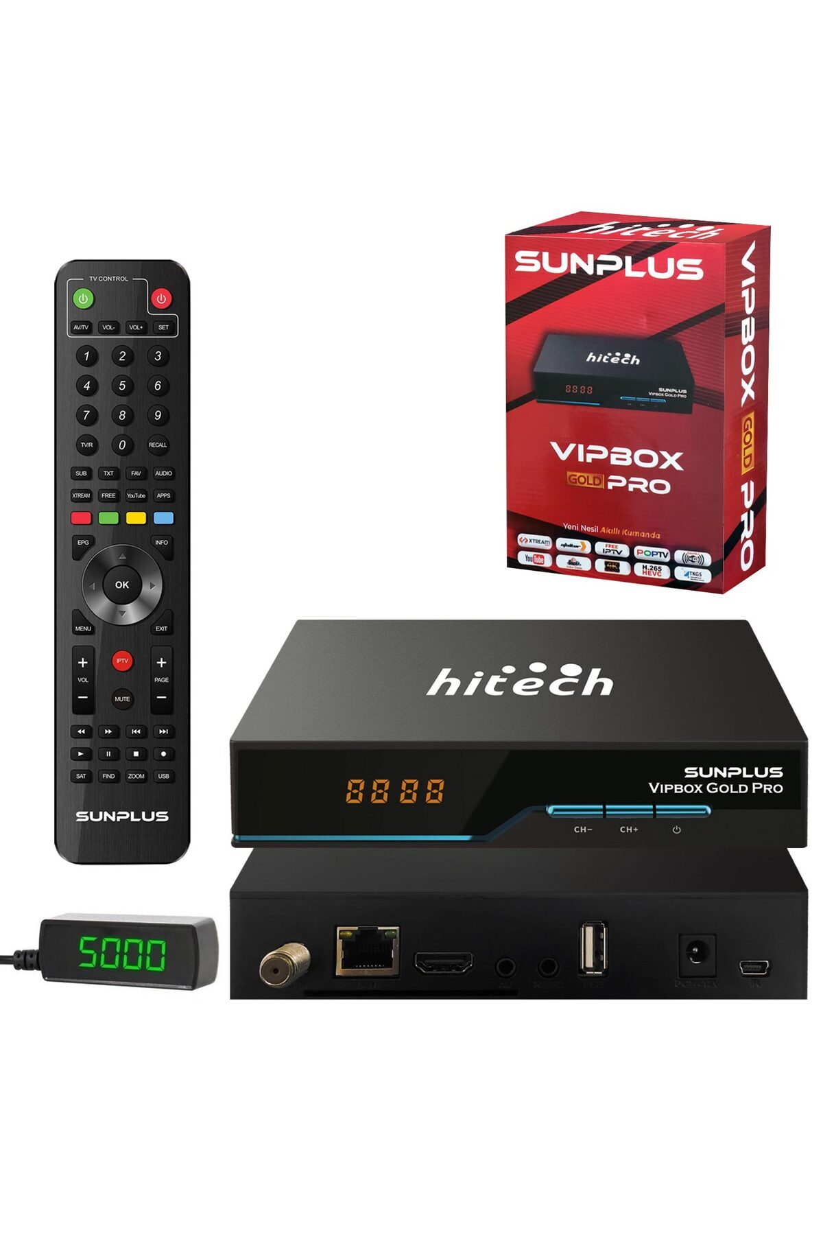 HiTech At351n Vipbox Gold Pro Kasalı Mini Uydu Alıcı Dijital 4k Dahili Wifi Iptv Youtube ...