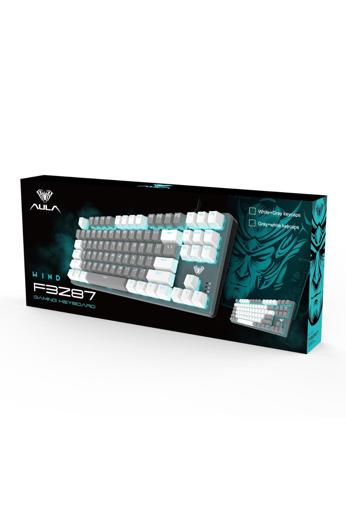 Aula F3287 Mavi Işıklı Kablolu Mekanik Ingilizce Q Tkl Gaming Oyuncu ...