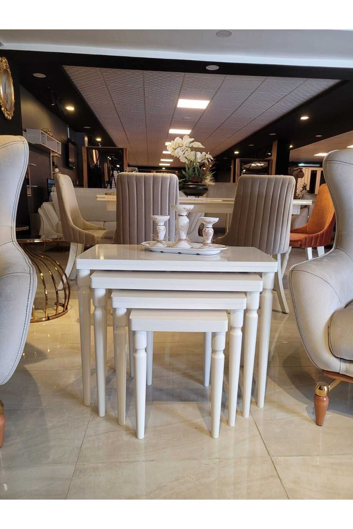 AKSET 4lü Lüx Zigon Sehpa Full Krem Fiyatı, Yorumları - Trendyol