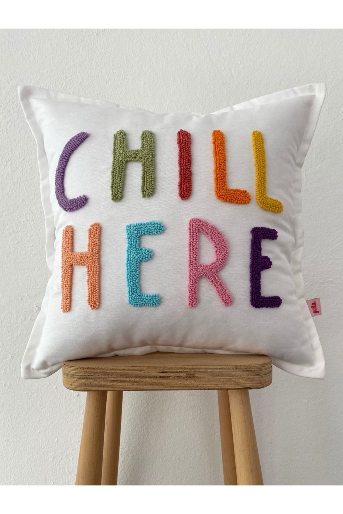 Galia Tasarım Chill Here Renkli Motto Punch Kırlent Yastık Kılıfı 45*45 ...