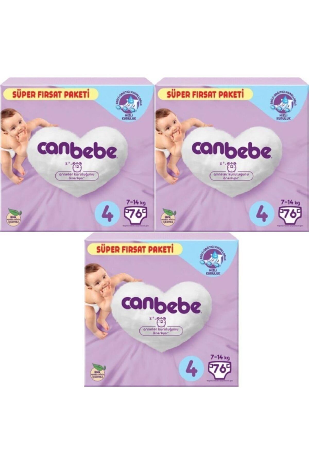 Canbebe 3'lü Bebek Bezi Süper Fırsat Paketi 4 Beden 76 Adet - Fiyatı ...