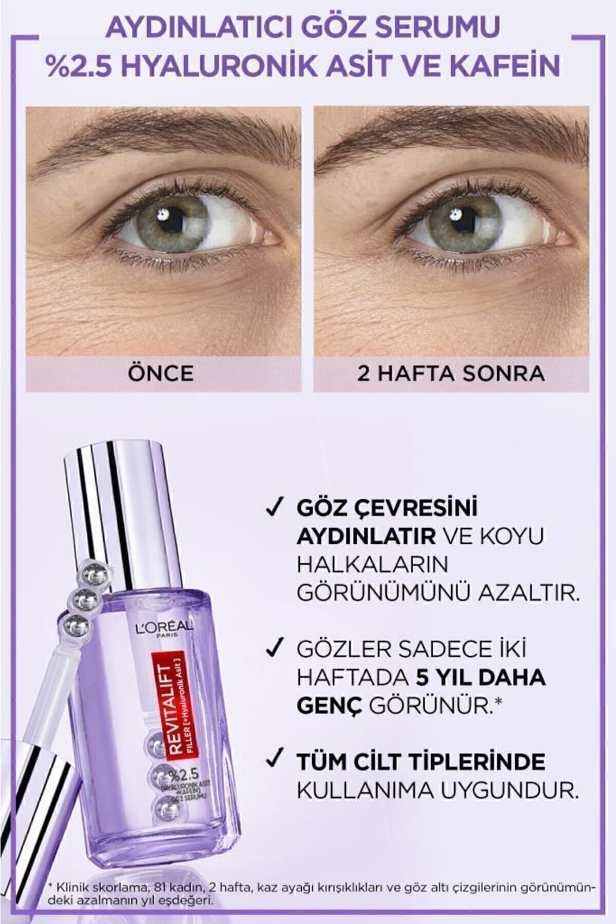 L'Oreal Paris Revitalift Filler %1.5 Saf Hyaluronik Asit Kırışıklık Karşıtı Serum& Aydınlatıcı ...