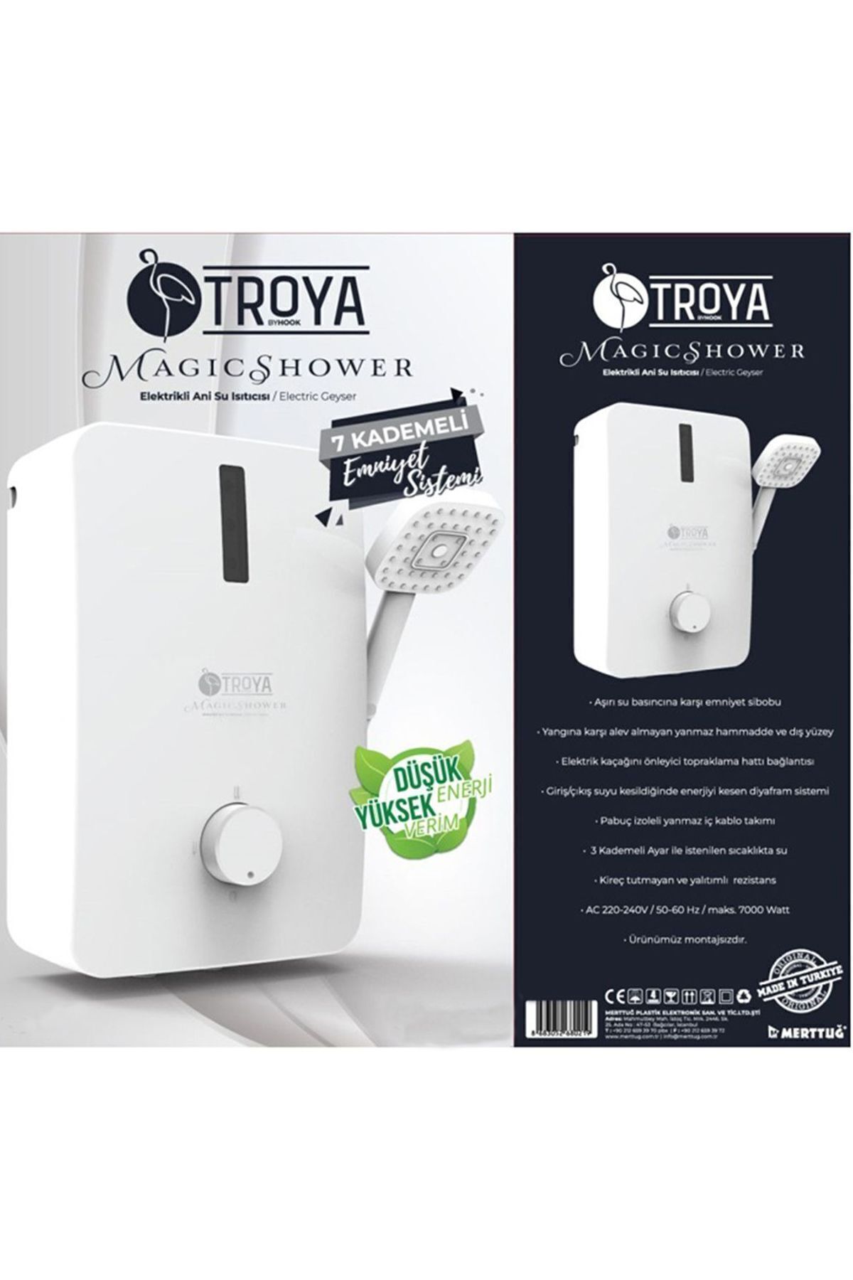 TROYA Magic Shower Elektrikli Banyo Şofbeni Ani Su Isıtıcı 7000w 7 ...
