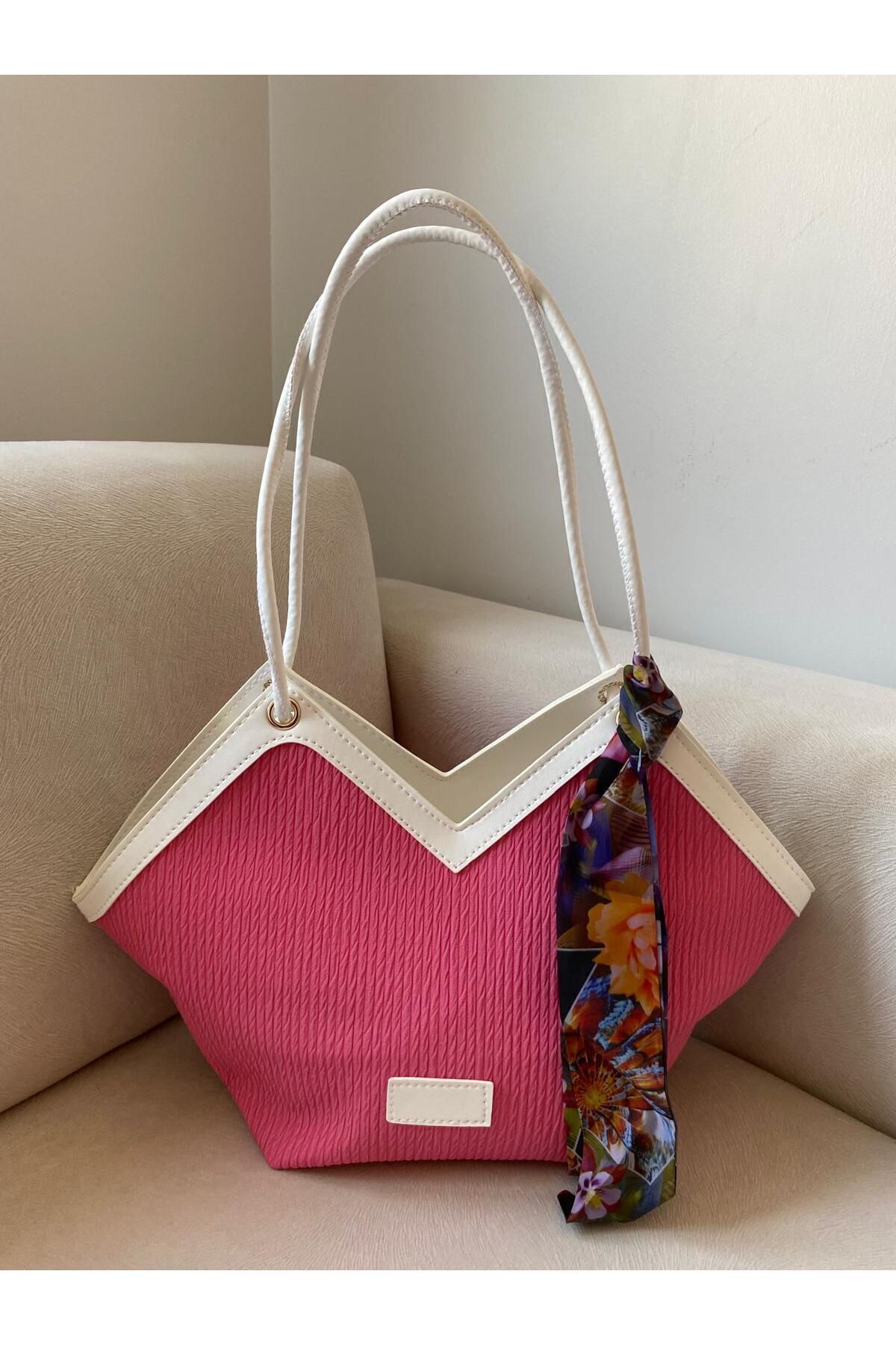 Mercan Stores Kadın Keten Fermuarlı Fular Detaylı Omuz Askılı Çanta ...