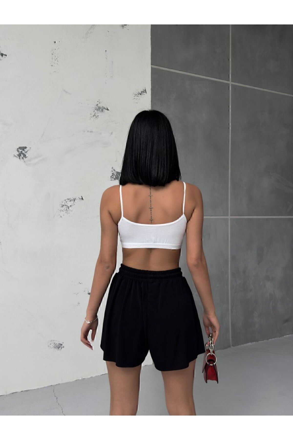 SHAWY Kadın Siyah Taytlı Bol Kesim Lastikli Ve Ipli Çift Kat Nefes ...