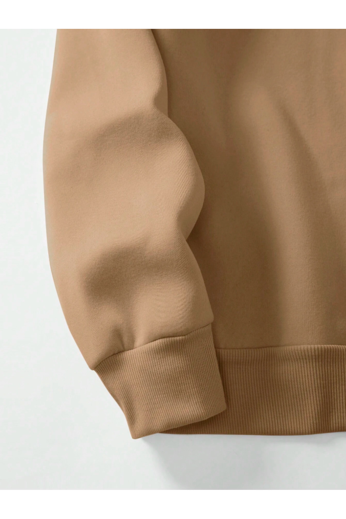 Revasser Unisex Erkek/Kadın Düz Renkli Dik Yaka Yarım Fermuarlı Pamuklu Oversize Sweatshirt ...