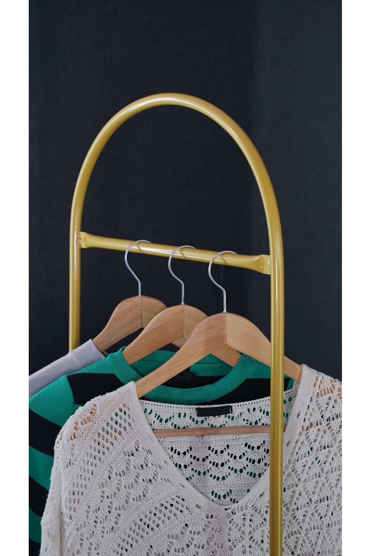 LESAY HOME Sedef Parlak Altın Gold Metal Konfeksiyon Askılığı Ev Mağaza ...