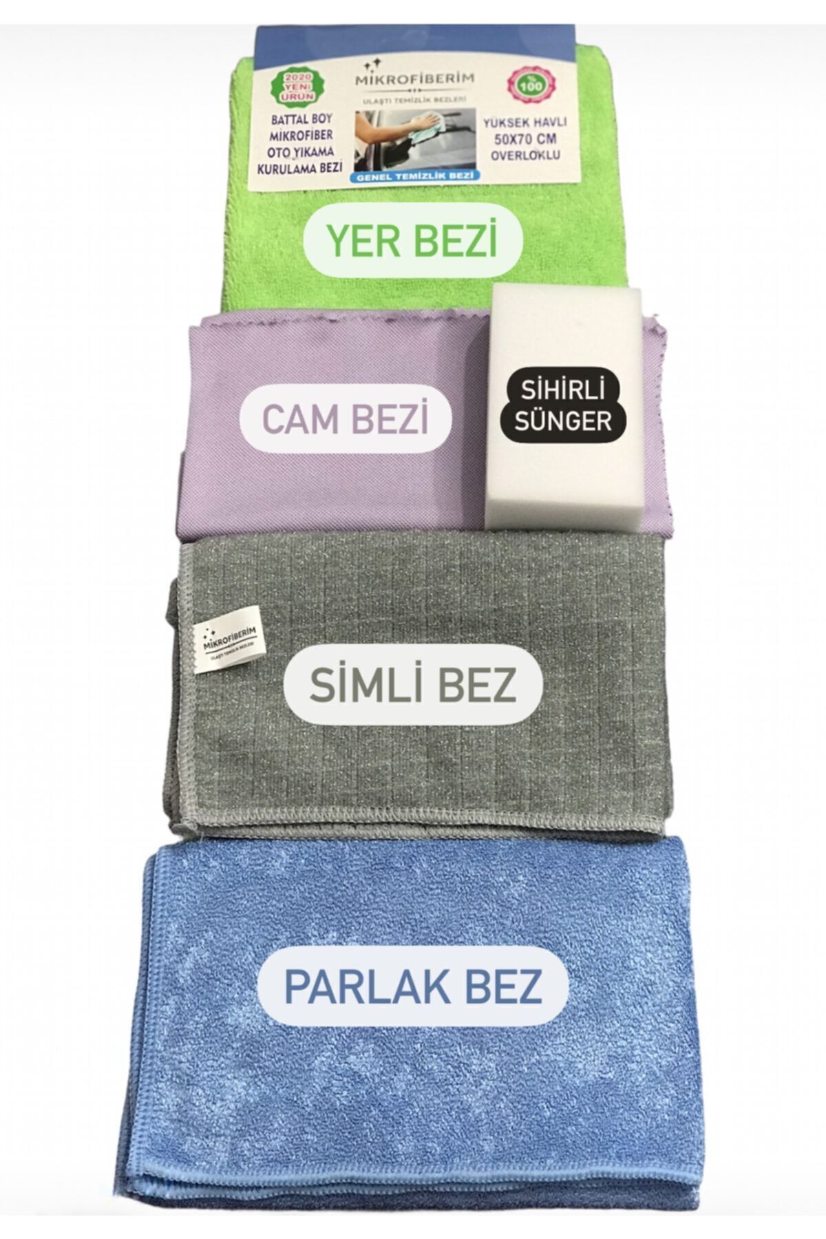 Mikrofiberim 5’li Premium Mikrofiber Temizlik Paketi (CAM BEZİ, YER ...