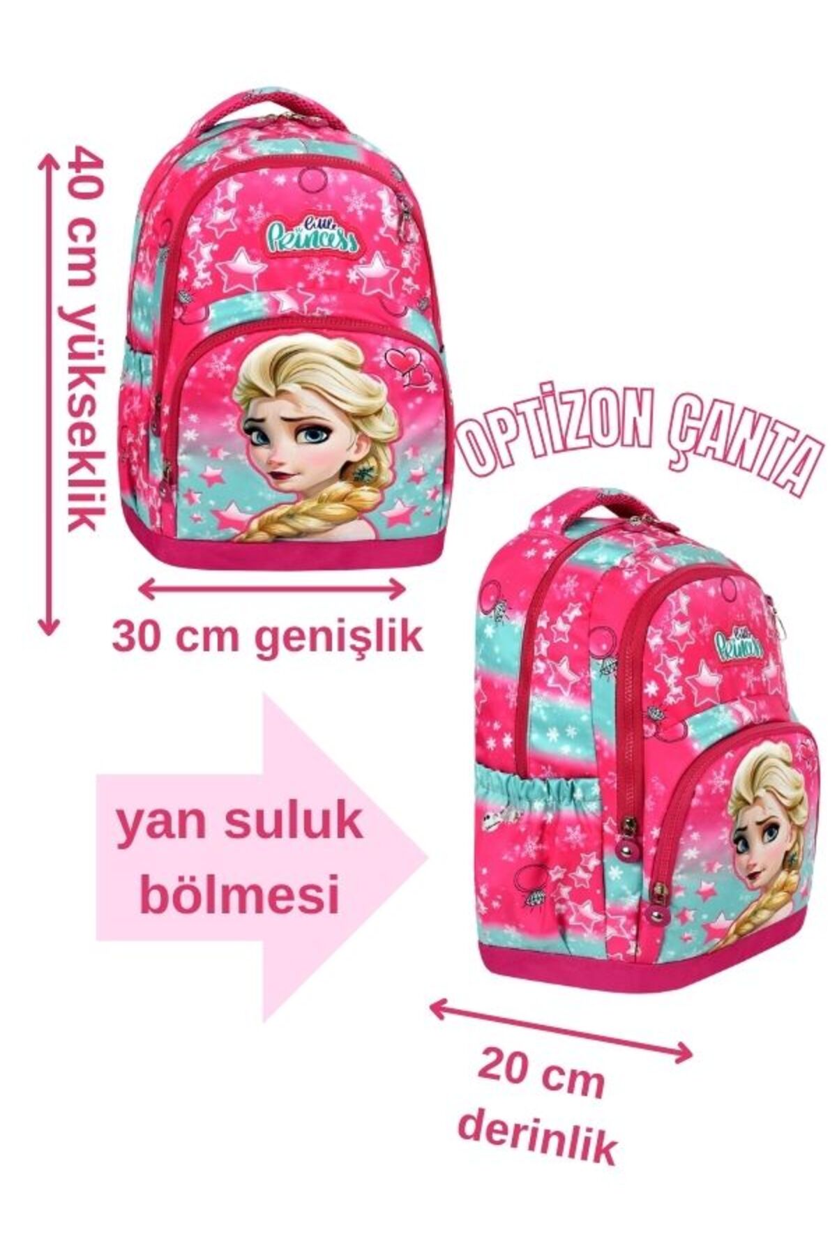 OPTİZON ELSA PRINCESS DESEN Beşli KIZ Çocuk İlkokul Okul Çantası ...