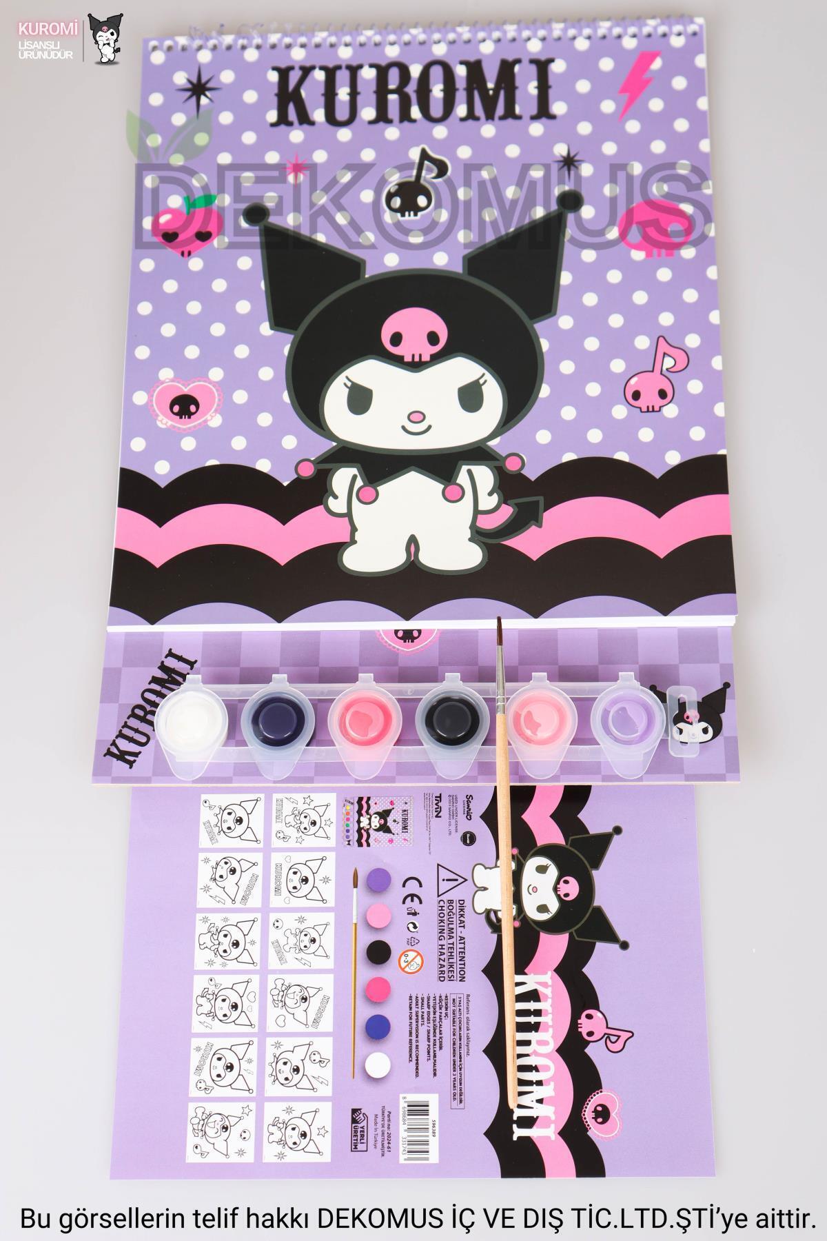 kuromi Dekomus Ile Yeni Sezon Lisanslı 3 Parça Boyama Kitabı,fırça Ve 6 ...