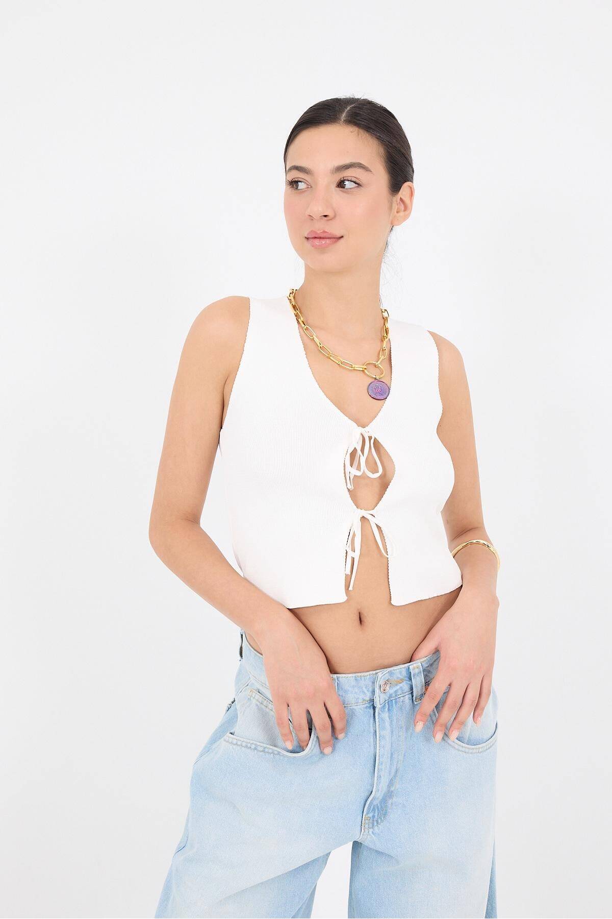 Addax Önden Bağlamalı Triko Yelek Y027-C7 Fiyatı, Yorumları - Trendyol