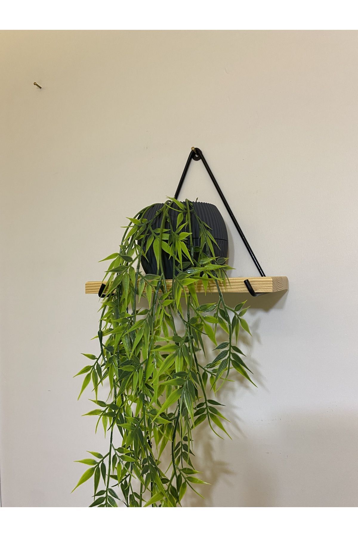 ViraHome Dekoratif Masif Ahşap Raf ve Saksıda Yapay Bambu Yaprağı ...
