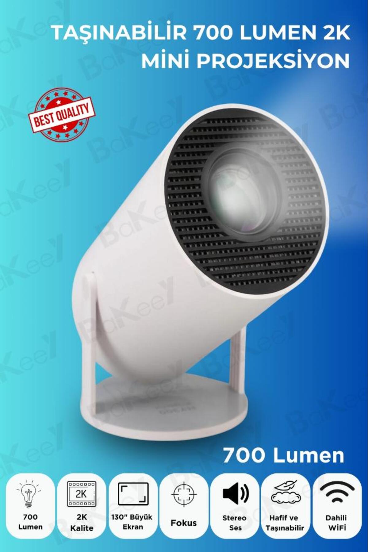 Bakeey 700 Lümen 2K Led Taşınabilir Mini Projeksiyon Projektör Cihazı ...