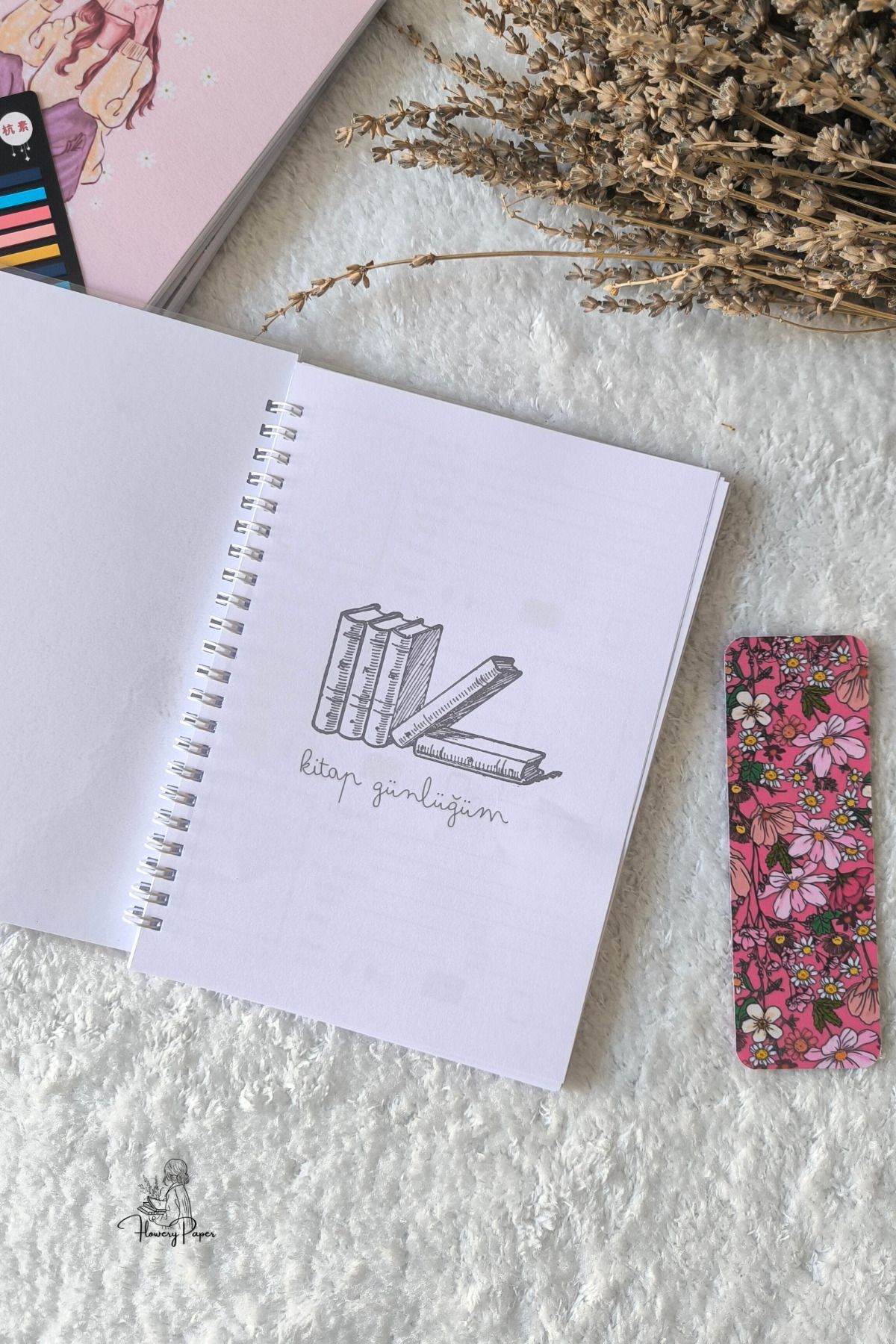 Flowery Paper Kitaplık Kitap Günlüğüm , 50yaprak/100 Sayfa ,a5, Okuma ...