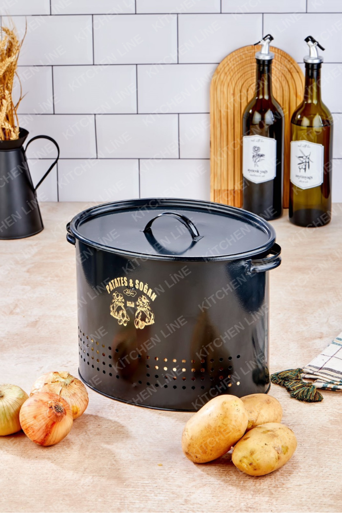 Kitchen Line 2 Bölmeli Metal Patates Soğan Kovası Bolmeli 12lt Gold ...