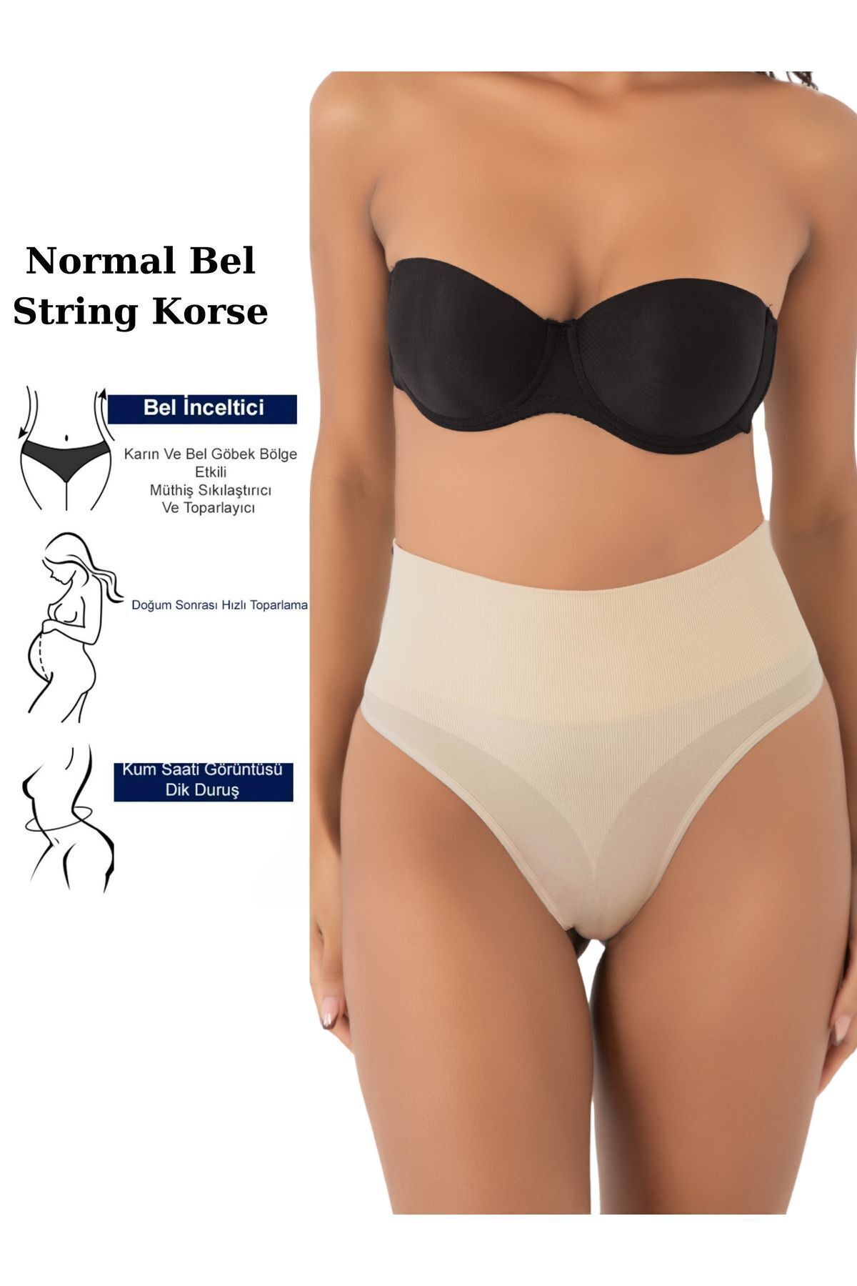 EMBA KORSE Kadın Normal Bel String Korse Dikişsiz Fit Rahim Toparlayıcı İnceltici Popo Külot ...