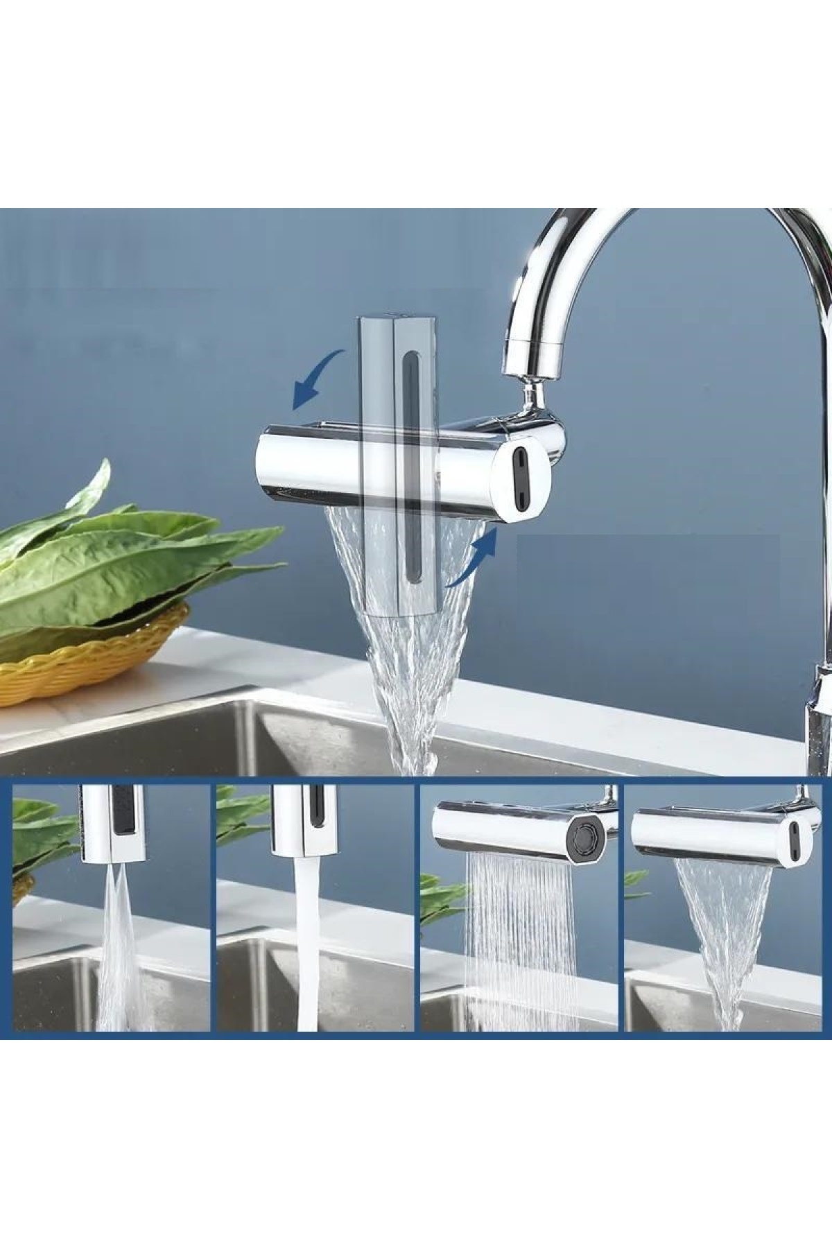 naque Akıllı Musluk Armatür 360 Dönen 4 Fonksiyonlu Lüks Mutfak Lavabo ...