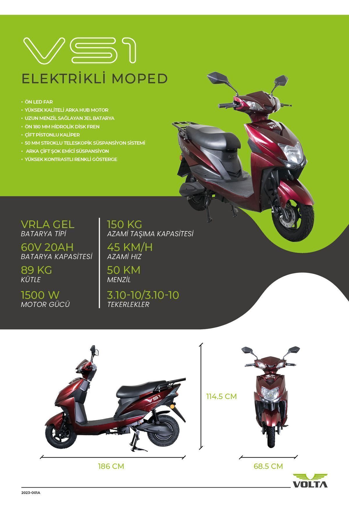 Volta VS 1 - VOLTA MOTOR VS 1 - VS1 - VS 1 - Fiyatı, Yorumları