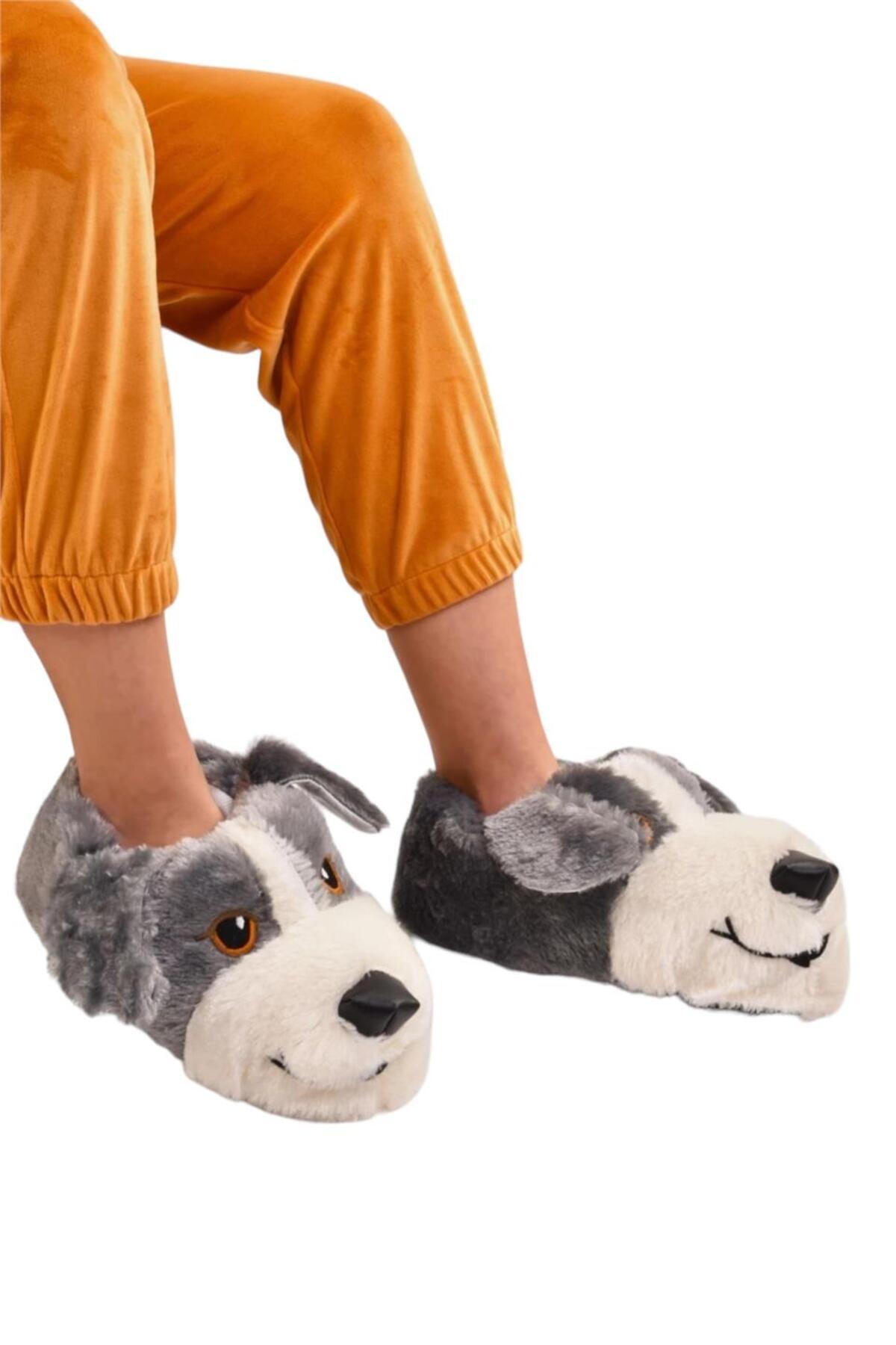 Liger Unisex šedé pantofle roztomilé psí postavy s neklouzavou ...