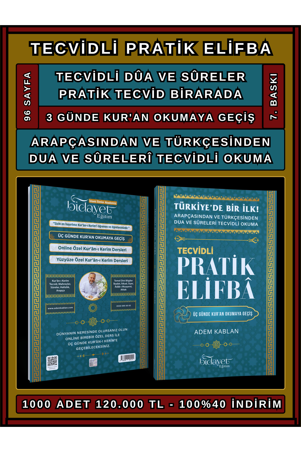 Bidayet Eğitim Tecvidli Pratik Elifba - Adem Kablan (1000 ADET) Fiyatı ...