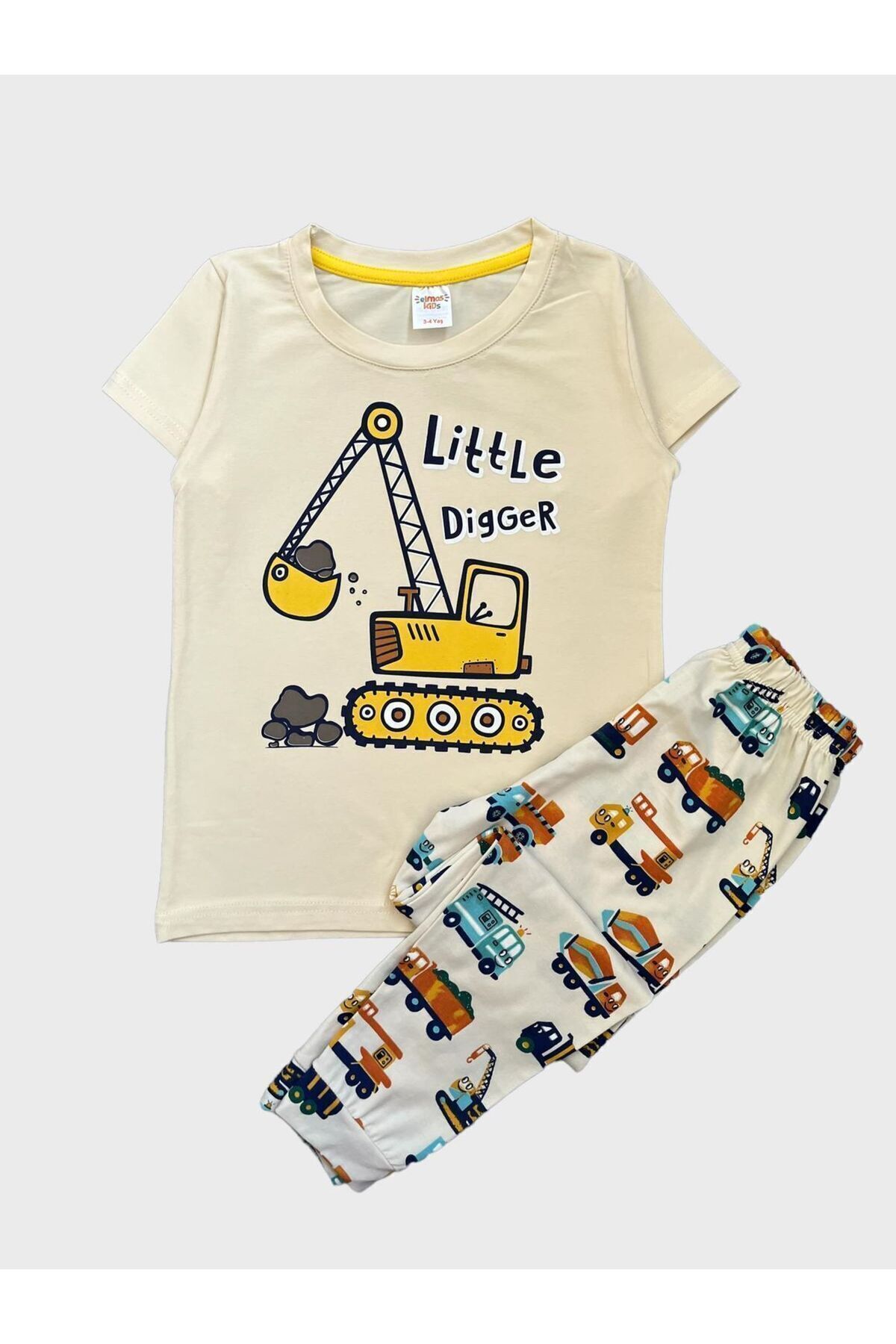 elmas kids Erkek Çocuk %100 Pamuklu İş Makinesi Araba Desenli Kısa ...