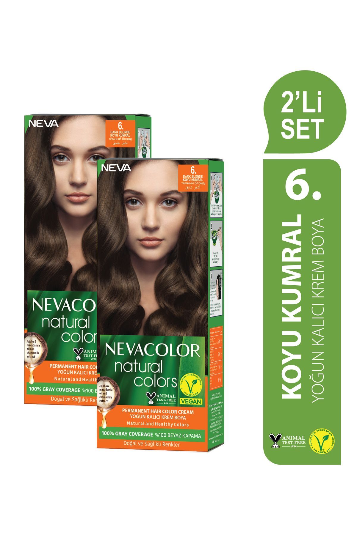 Neva Color Natural Colors 2'Lİ SET 6. KOYU KUMRAL Kalıcı Krem Saç ...