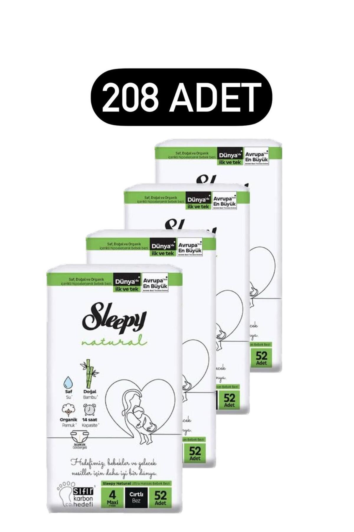 Sleepy 2'li Jumbo Natural Mega Paket Bebek Bezi 4 Numara Maxi 204 Adet ...