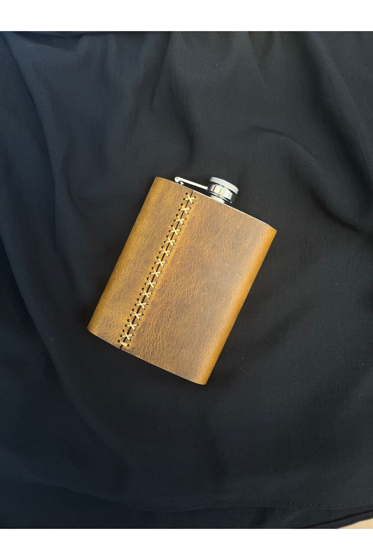 OLDIE LEATHERCRAFT Hadro El Yapımı Hakiki Deri Çelik Alkol Matara ...