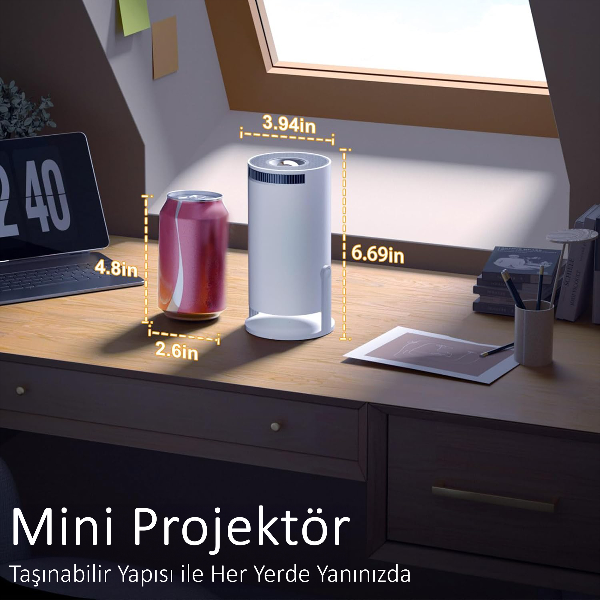 NPO NP315Plus 4K Android11 BT5.0 Wifi6 200ANSI Lümen IOS/Android Taşınabilir Akıllı LED ...