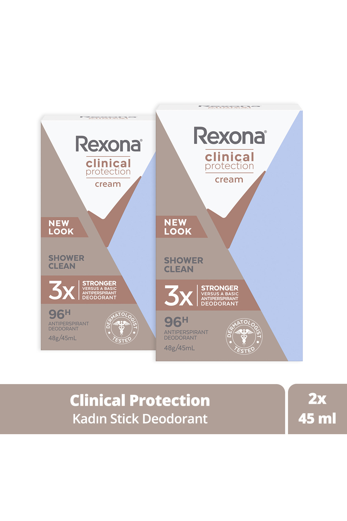 Rexona Clinical Protection Kadın Stick Deodorant Shower Clean 45 ml X2 ...