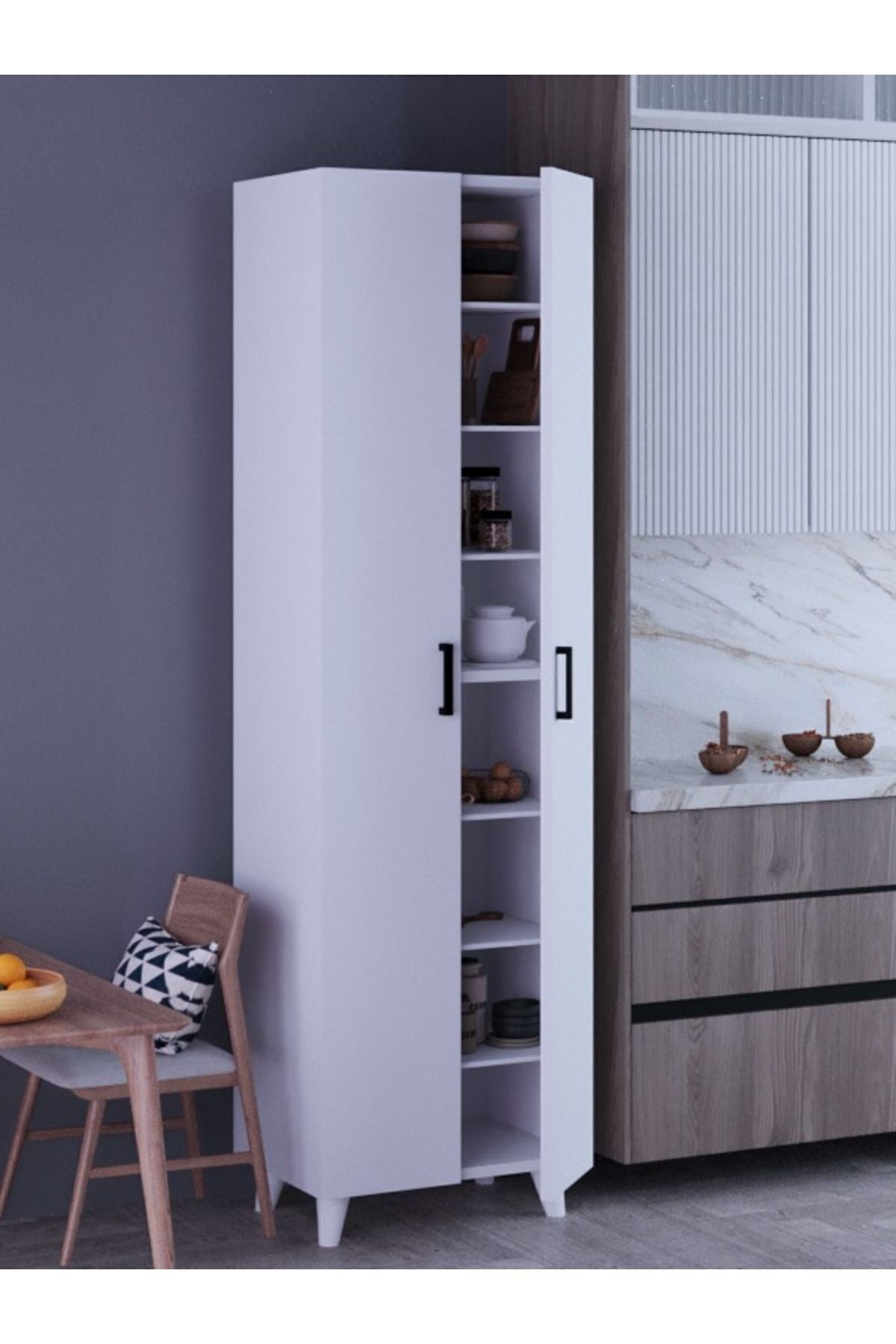 Kzy Mobilya 8 Raflı 2 Kapaklı 16R Çok Amaçlı Dolap Erzak Dolabı Banyo ...