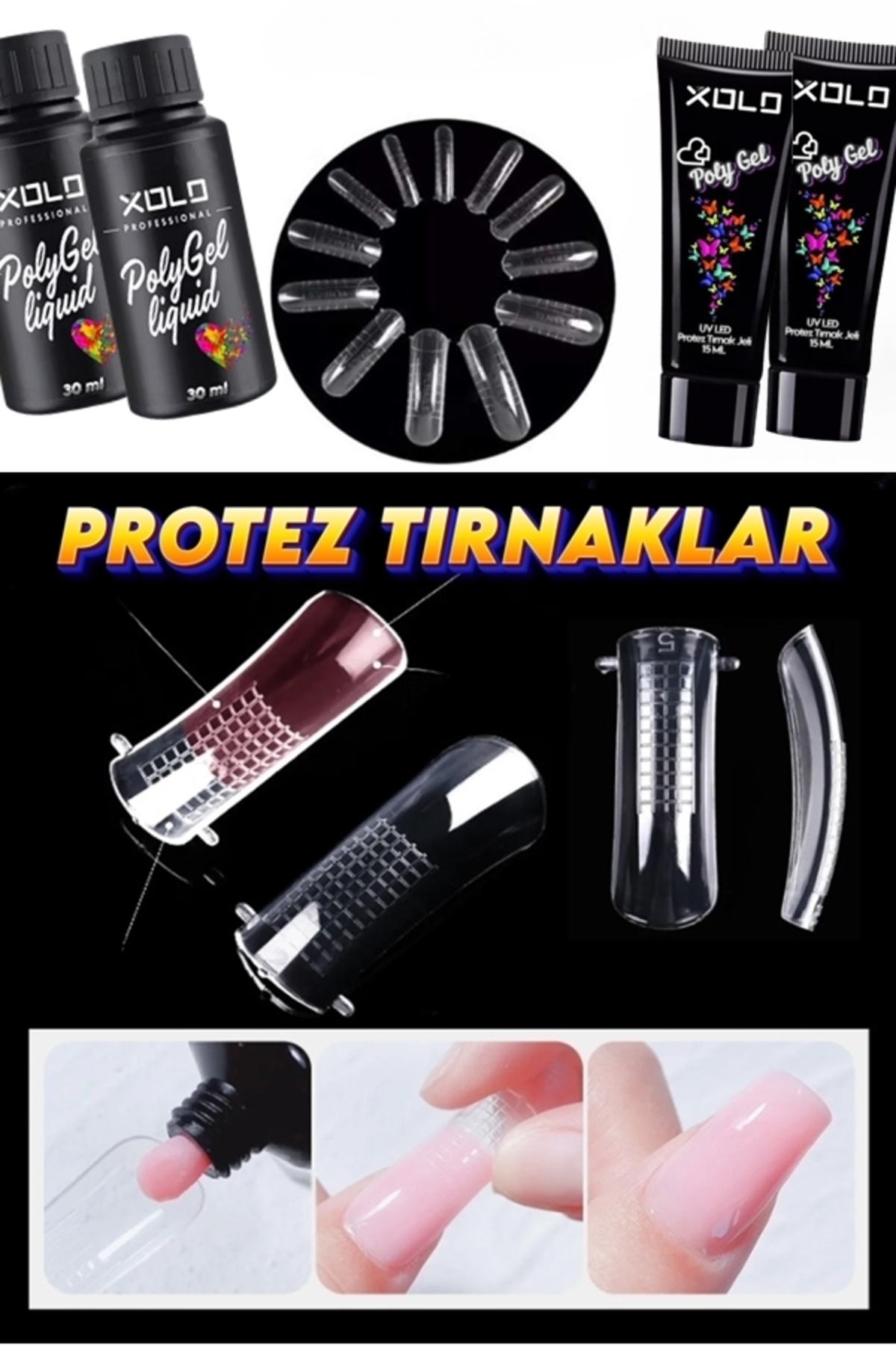 Xolo 8 Parça Poligel Kalıcı Oje Uygulama Seti Trend Renkler Oje Polijel ...