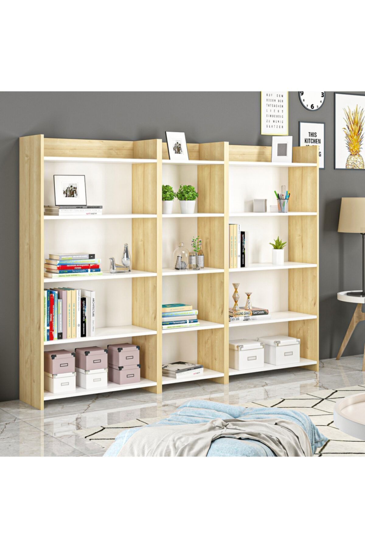 cantek dizayn Amy Kitaplık 3 'lü Safirmeşe-beyaz - Fiyatı, Yorumları