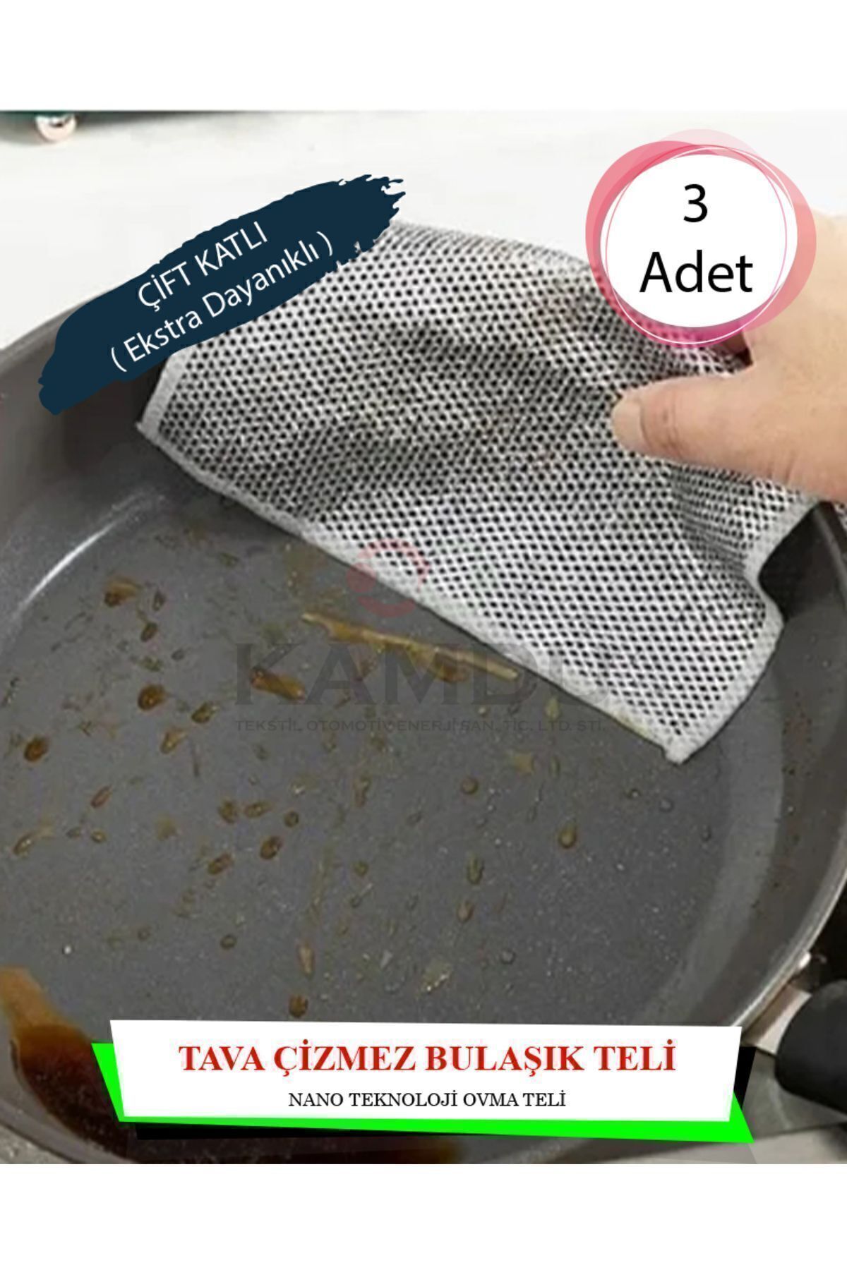 Embays 3 Adet İnox Çizmez Bulaşık Teli ( Çift Katlı ) 20x20cm Tava ...
